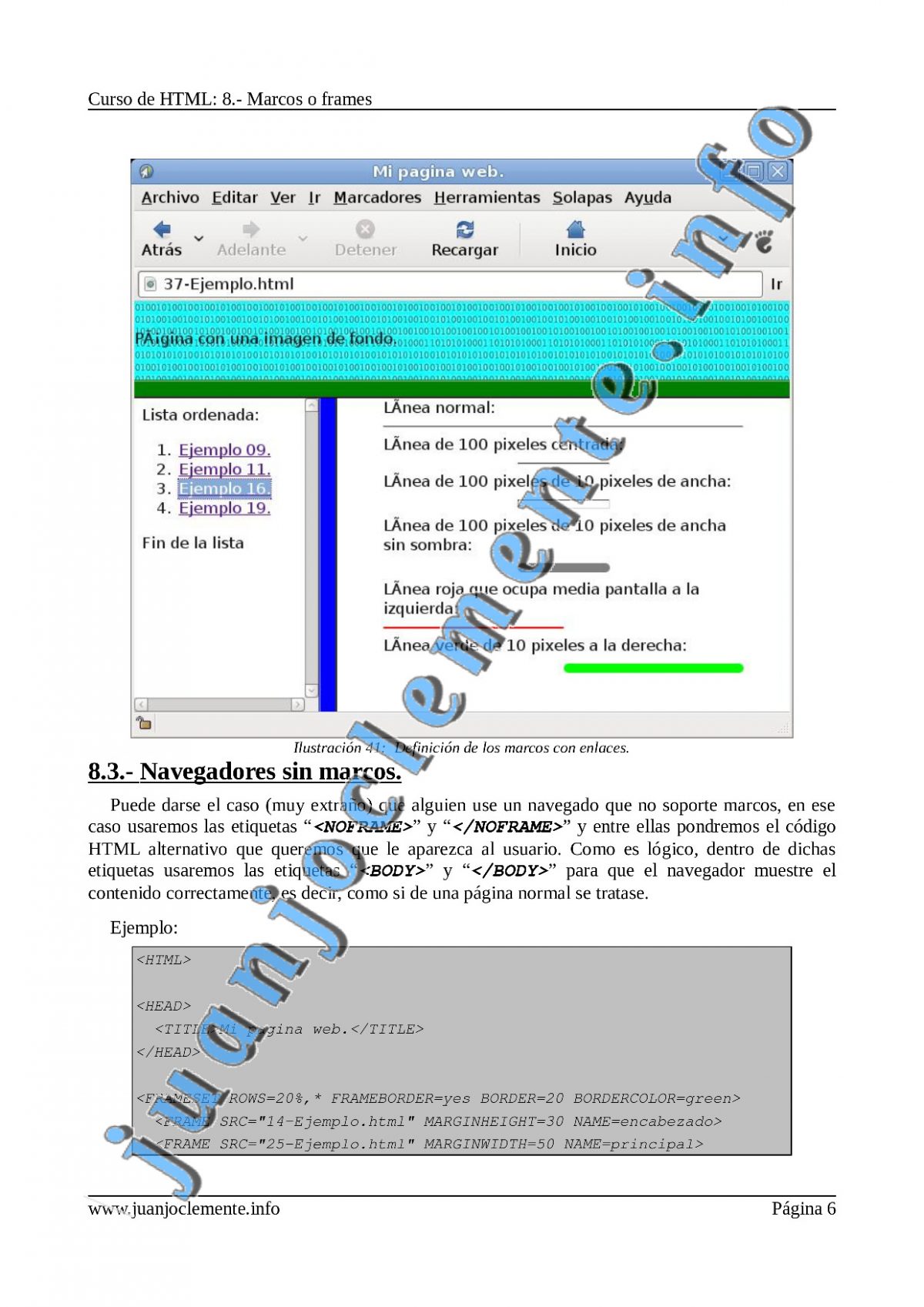 Curso Básico de HTML (8): Marcos o frames. – Blog de Juanjo Clemente