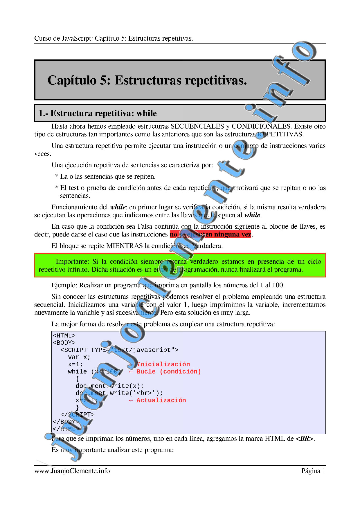 Curso básico de Javascript (5): Estructuras repetitivas. – Blog de Juanjo Clemente