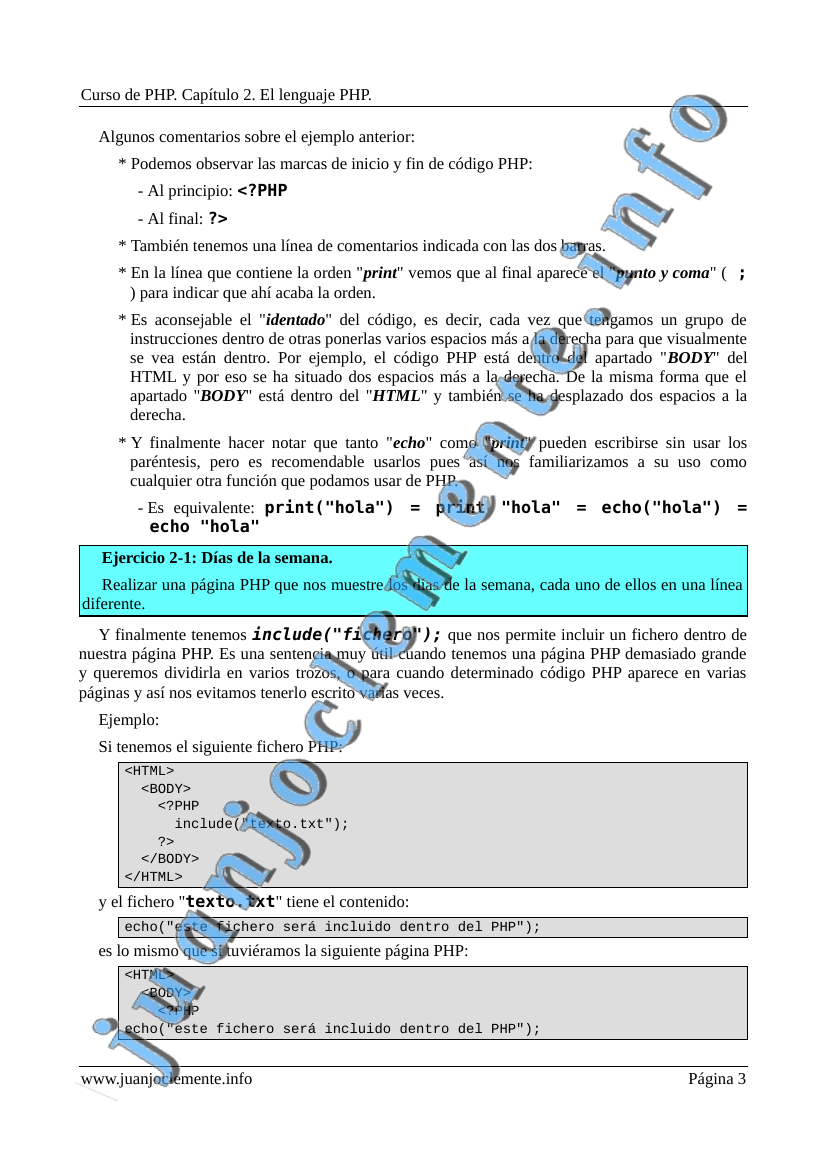 Curso de PHP (2): El lenguaje PHP. – Blog de Juanjo Clemente