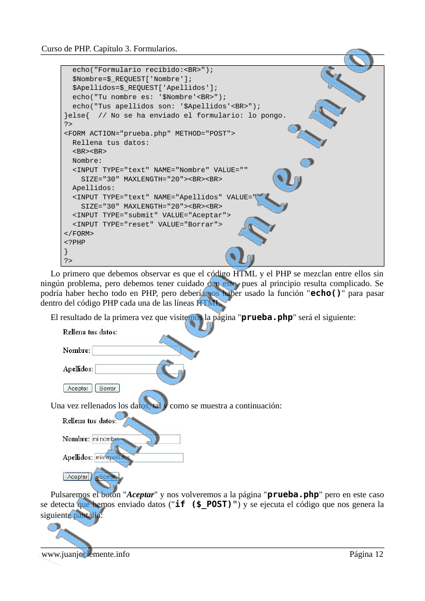 Curso de PHP (3): Formularios. – Blog de Juanjo Clemente